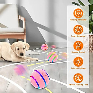 CUXMUX Remote Control Dog Balls, Peppy Pet Ball for Dogs, Aggressive Chewers Toy, Automatic Interactive Rolling & Shaking Gifts for Dog