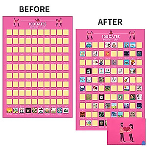 WOKEIO 100 Dates Challenge Couples Scratch off Book, Scratch off Poster, Things to Do Bucket List Scratch Poster - Date Night Ideas Scratch Off Book for Couples, Mother's Day Gift For Your Lover