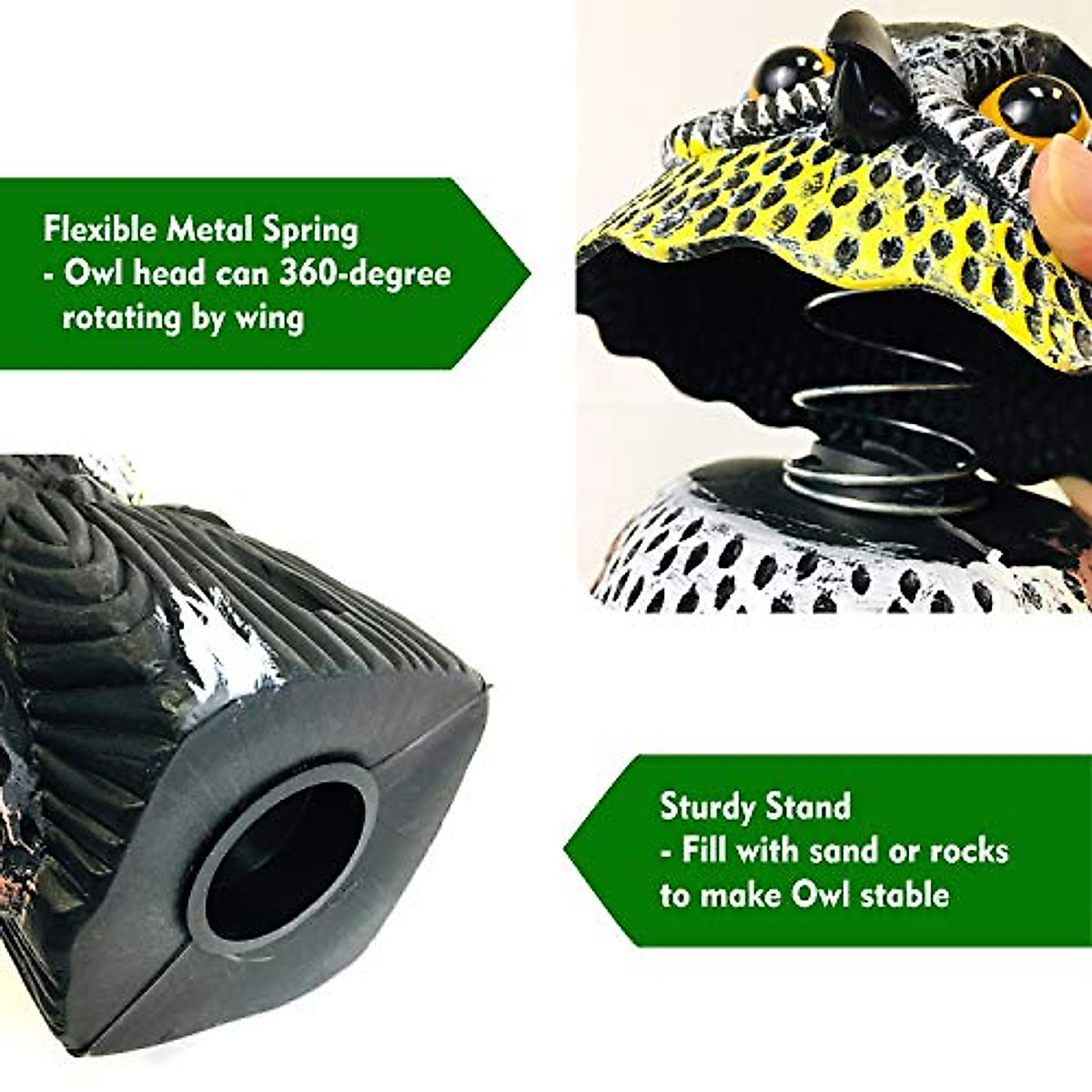 GiftExpress 2 Pk 15.5" Scarecrow Owl Decoy with Rotating Head Statue, Pest Repellent, Bird Control, Bird Deterrent, Garden Protectors, Fake Owls (2)