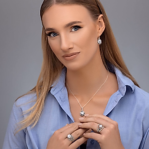 JEAN RACHEL JEWELRY 925 Sterling Silver Ring With A White Round Cubic Zirconia CZ Prong, Hypoallergenic, Nickel and Lead-free, Artisan Handcrafted Designer collection, Made In Israel