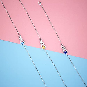 LOCIBLO September Birthstone Bracelets for Women Girls 925 Sterling Silver Blue Synthetic Sapphire Bracelet White Gold Infinity Pendant Anniversary Birthday Gifts Jewelry for Her, 6.7"+1.2"