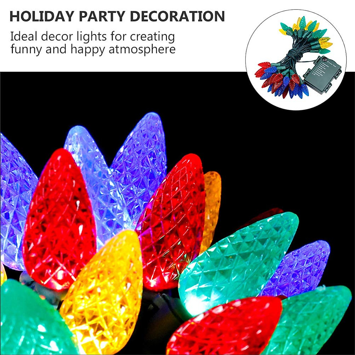 SOLUSTRE Outdoor Decor Strawberry String Lights LED Christmas Tree Hanging Lights Christmas Night Lights for Wedding Party Bedroom Outdoor Decoration (No Battery) Led String Lights