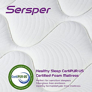 Sersper 8 Inch Memory Foam Hybrid Queen Mattress - 5-Zone Pocket Innersprings Motion Isolation - Heavier Coils for Durable Support -Pressure Relieving - Medium Firm - Made in North America