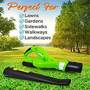 Lightweight Cordless Leaf Blower - 18V, 55 MPH Air Speed - Perfect for Decks, Gutter Cleaning, Snow & Small Yards - Rechargeable Battery & Charger Included, Average Charge Time 4 Hrs - Only 5 lbs.