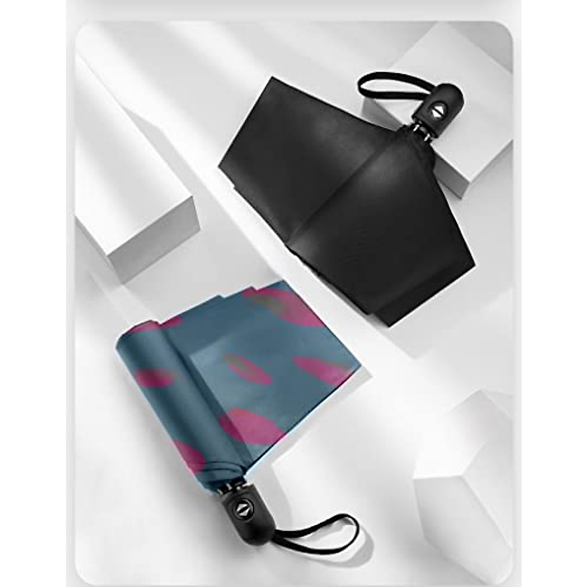 SIEPASA Automatic Travel Compact Umbrella-Small Folding Compact Travel Umbrellas for Rain, Lightweight Small Portable Umbrella, Small Sun & Rain Windproof Umbrella, Gifts for Girls Women Tennagers.(Black)