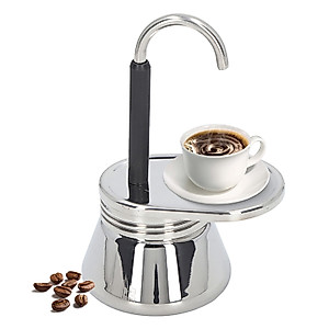 Tissting Single Spout Stovetop Moka Pot Stainless Steel Stovetop Single Spout Espresso Maker Mini Stovetop Espresso Percolator Italian Type Espresso Cup Coffee Maker Use on Stove at Home or Camping