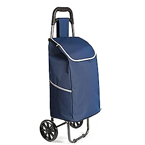 Shopping Trolley on Wheels Multi Function Shopping Cart Travel Elderly Collapsible Portable Cart Luggage Cart Lever Car Trolley Storage Hand Trucks,Navy Blue ,