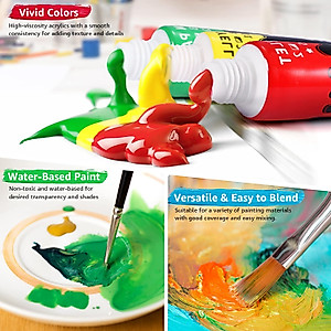 Colorful Stain Glass Paint Set with 6 Brushes, 1 Palette, 24 Color Waterproof Acrylic Enamel Painting Kit for Kids to Arts on Transparent Wine Glasses, Light Bulbs, Porcelain, Windows and Ceramics