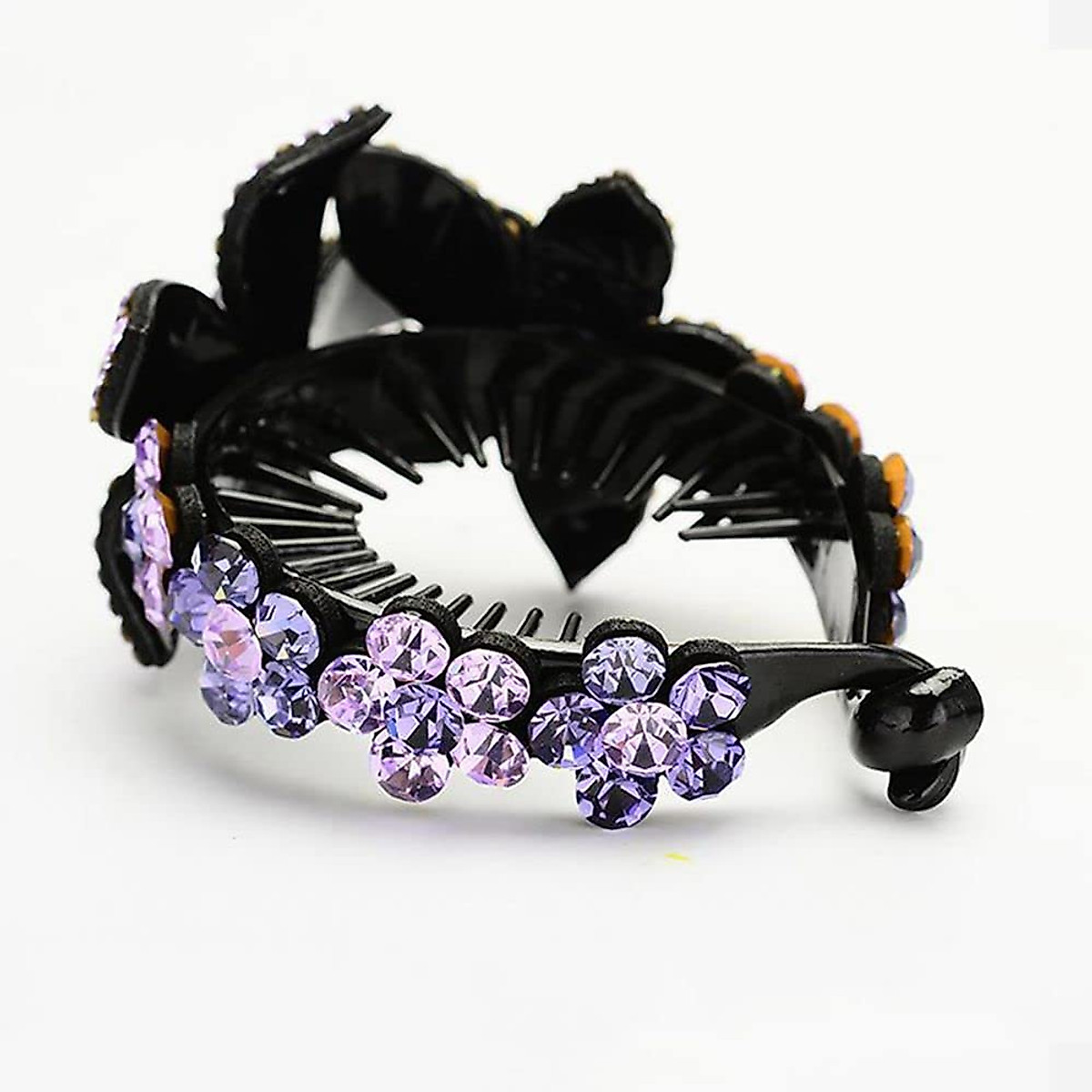 Rhinestone Flower Hair Claw Ponytail Holder Women Hairpin Shark Clip Crab Clips Styling Headwear For Mom(grey)