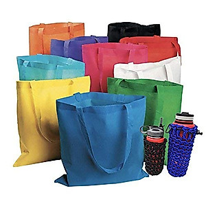 Funiverse 50 Bulk Tote Bag Mega Pack - 15” x 16” Large Reusable Grocery Shopping Bags - Great for Gift, Goody, Convention, or Trade Show Bags (Multi Color Assortment)