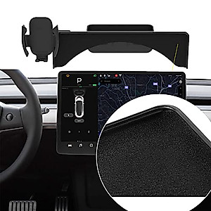 TSELLER for Tesla Model Y Model 3 Phone Holder Cell Phone Mount Silence Screen Phone Cradle Kits Adaptive for 5.5-7.0" Smartphones Accessories with Silicone Sunglasses Organizer