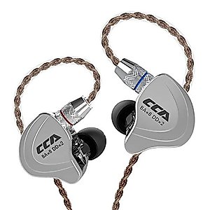 CCA C10 InEar Headphones IEM Earbuds 4BA 1DD Hybrid Drivers, 5 Drivers Hifi InEar Monitors High Resolution Earphones(Black no mic)