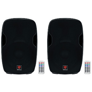 Rockville (2) BPA15 15" Professional Powered 800 Watt DJ PA Speakers w Bluetooth