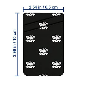 Diascia Pack of 2 - Cellphone Stick on Leather Cardholder ( Cute Skulls Heart Eyes Hair Pattern Pattern ) ID Credit Card Pouch Wallet Pocket Sleeve