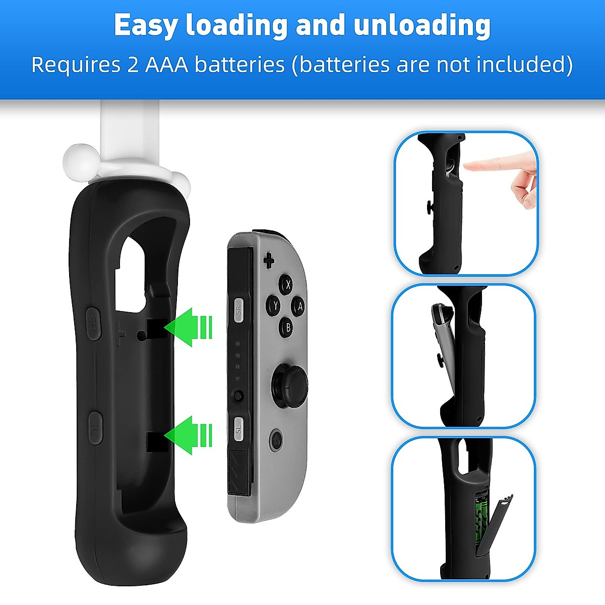 RHOTALL Game Sword for The Legend of Zelda: Skyward Sword HD Compatible with Nintendo Switch and Switch OLED Right Joycon Controller, Game Accessories Handle Grip with LED Design - Black
