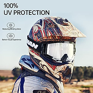 ATV Goggles for Adult, Dirt Bike Dirtbike Goggles for Men Women Adult Kids for Motocross ATV UTV Anti UV (Black)