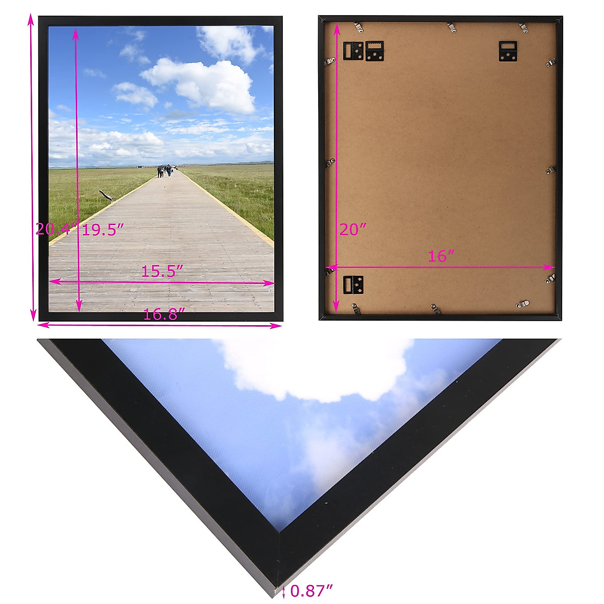 Aynoo 16x20 Poster Frame Black, Display Posters 16x20 Wooden Picture Frames, Wall Gallery Collage Frames,Wood,1Pack