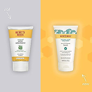 Burt's Bees Natural Acne Solutions Pore Refining Cleansing Scrub, Exfoliating Face Wash for Oily Skin, 4 Oz (Package May Vary)