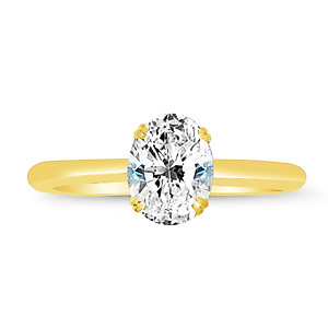 Size - 7 - Solid 14k Yellow Gold Oval Cut Thick Band Classic Solitaire Wedding Engagement Ring CZ Cubic Zirconia 1.50ct.