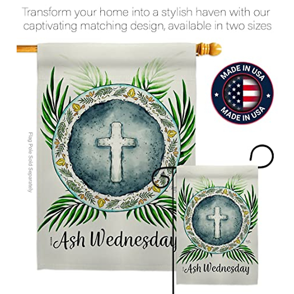Breeze Decor Holy Ash Wednesday Garden Flag Religious Faith Hope Grace Peace Dove Christian Religion Easter House Decoration Banner Small Yard Gift Double-Sided, Made in USA