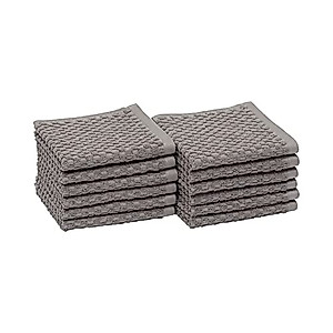 Amazon Basics Odor Resistant Textured Wash Cloth, 12 x 12 Inches - 12-Pack, Dark Gray