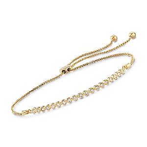 Ross-Simons 0.33 ct. t.w. Bezel-Set Diamond Bolo Bracelet in 18kt Gold Over Sterling