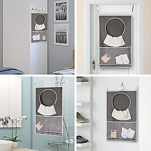 JINOKADI Over the Door Laundry Hamper 2 Pack - Portable, Waterproof, Foldable Laundry Bags with Stainless Steel Hooks, Ideal for Bedrooms, Bathrooms, Living Rooms