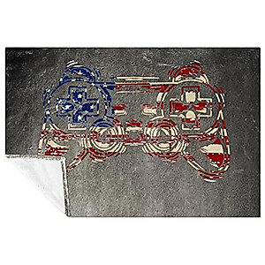 Grunge American Flag of Game Console Prints Soft Warm Cozy Blanket Throw for Bed Couch Sofa Picnic Camping Beach, 150×100cm