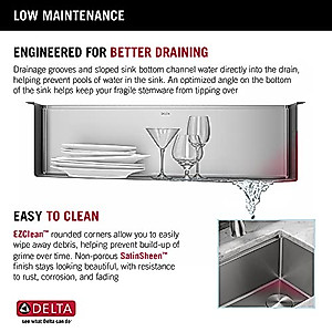 DELTA 95B932-32S-SS Lorelai Workstation Kitchen Sink Undermount Stainless Steel Single Bowl with WorkFlow Ledge and Chef’s Kit of 6 Accessories