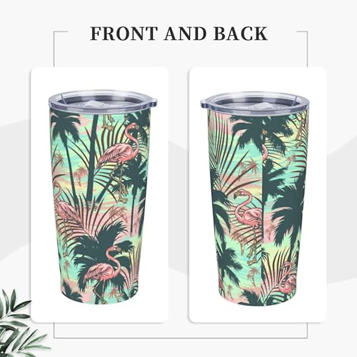 IYERSKD Tropical Palm Flamingo 20 oz Stainless Steel Tumbler Vacuum Insulated Leakproof Travel Mug for Car Office Gym