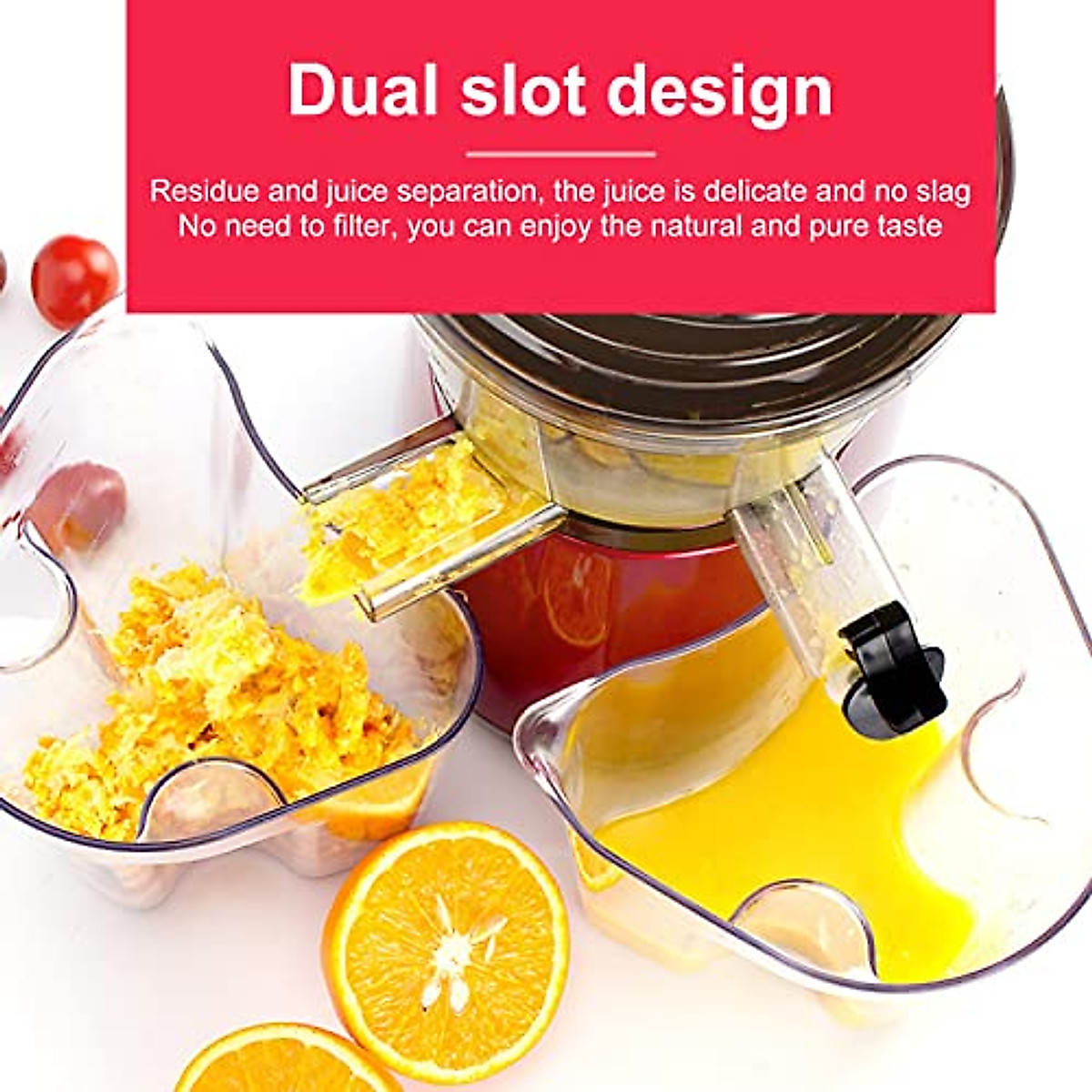 OverTwice Slow Masticating Juicer Cold Press Juice Extractor Apple Orange Citrus Juicer Machine with Wide Chute Quiet Motor for Fruit Vegetables