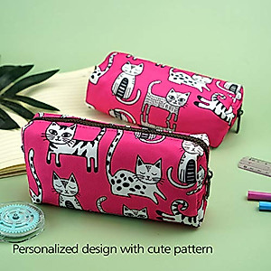 Pink Cat Pencil Case Makeup Bag Cat Lover Gift Crazy Cat Lady Toiletry Case Pouch Gifts for Teens Cosmetic Bag Kawaii Box Stationary Gadget Bag