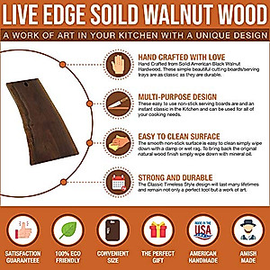 Small Live Edge Black Walnut Cutting Board, American Amish Handmade, Each Cutting Board is Unique, Large Cutting Board 5" x 10"…