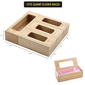 TIDYRITE Premium Ziplock Bag Organizer for Drawer - Ultimate Ziploc Bag Organizer, Baggie Organizer for Any Slider Gallon, Quart, Sandwich, Snack (4 Piece Set) (Bamboo) (Bamboo)