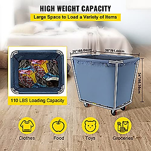 VEVOR Basket Truck, 12 Bushel Steel Canvas Laundry Basket, 3" Diameter Wheels Truck Cap Basket, Canvas Laundry Cart Usually Used to Transport Clothes, Store Sundries Suitable for Hotel, Home