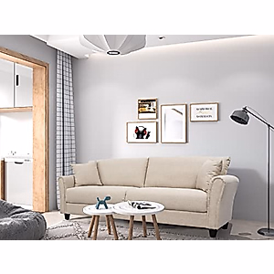 Melpomene 85'' Sofa w/Flared Arm, Couch for Living Room Linen Minimalism/Mid-Century/Contemporary Style (Beige)