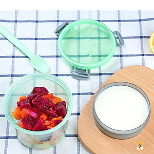 B BELLAWARE Dessert Cups, Reusable Yogurt Container Parfait Cups with Locking Lids and Spoons, Plastic Airtight Snack Oatmeal Cereal Storage Container (20OZ, Transparent)