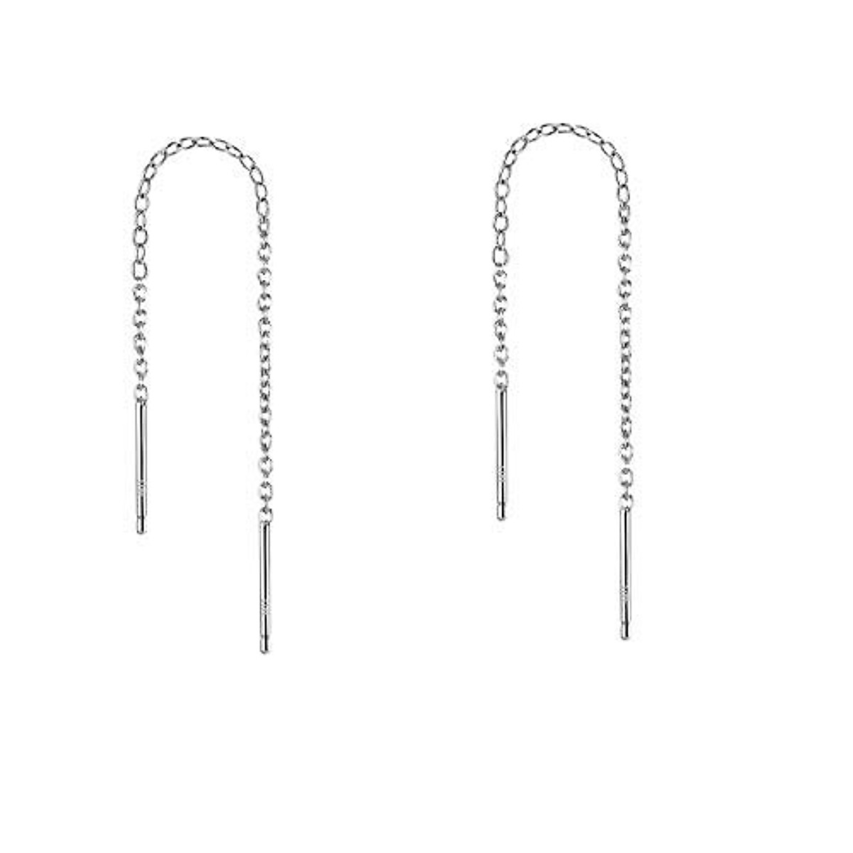 YFN Threader Earrings Sterling Silver 2 Inch Chain -Earrings for Women Dangle Earrings Thread Dangling Threaded Long Chain Earring Nickel Free Hypoallergenic Ear for Women