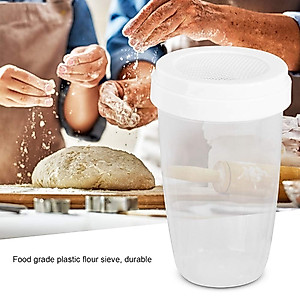 Plastic Powder Shaker with Lid, Powder Sugar Shaker Duster with Fine Mesh Sifter Shaker for Sugar Powder Cocoa Flour Chocolate Coffee Sifter Baking Accessories