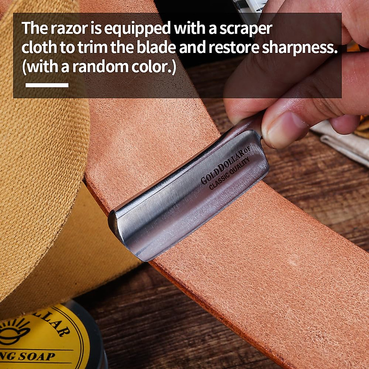 Gold Dollar Retro Shaving For Men Acrylic Handle Straight Razor Barber Shaving Ready Without Stabilizer Scraper Cloth Kit