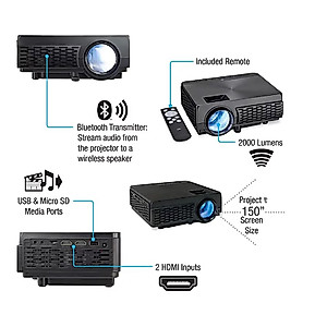 Pop-Up Movie Theater Kit with Projector BT Speaker and Screen 1080i 120'' HDMI