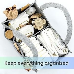 SAVUK Baby Diaper Caddy Organizer Portable Newborn Shower Basket Gifts Storage Changing Wipes Bag Car Nursery Infant Boy or Girl Baby (Grey)