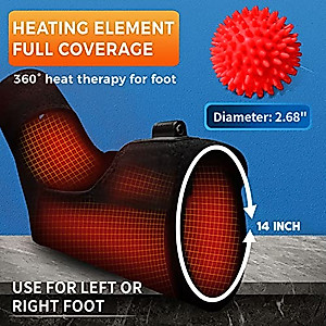 sticro Ankle Heating Pad for Achilles Tendonitis and Plantar Fasciitis Relief, Heated Ankle Brace Foot Heating Pad Wrap with Massage Ball for Sprained Ankle, Arthritis Foot Heel Pain Relief (Gray)