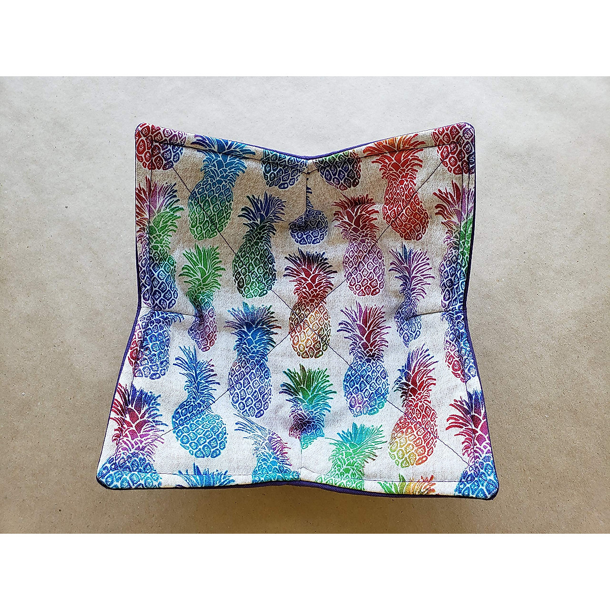 Rainbow Pineapple Microwave Bowl Cozy Tropical Hospitality Microwaveable Reversible Bowl Holder