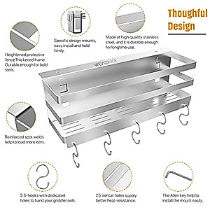 Weazinck Stainless Steel Griddle Caddy for 28"/36" Blackstone Griddles, with an Allen Key, Space Saving BBQ Accessories Storage Box, Free from Drill Hole&Easy to Install
