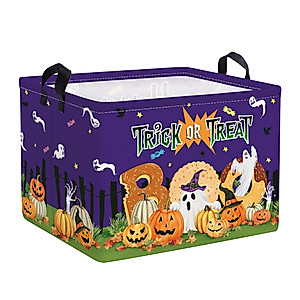Clastyle Pumpkin Halloween Basket for Kid Boo Basket Stuffers with Ghosts Purple Trick or Treat Spooky Basket Candy Cookies Halloween Storage Bins Boxes