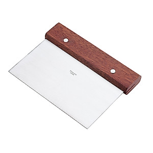 Cuisipro Restaurant 4 Inch x 6 Inch Stainless Steel Dough Scraper with Wood Handle Commercial Kitchen Supplies