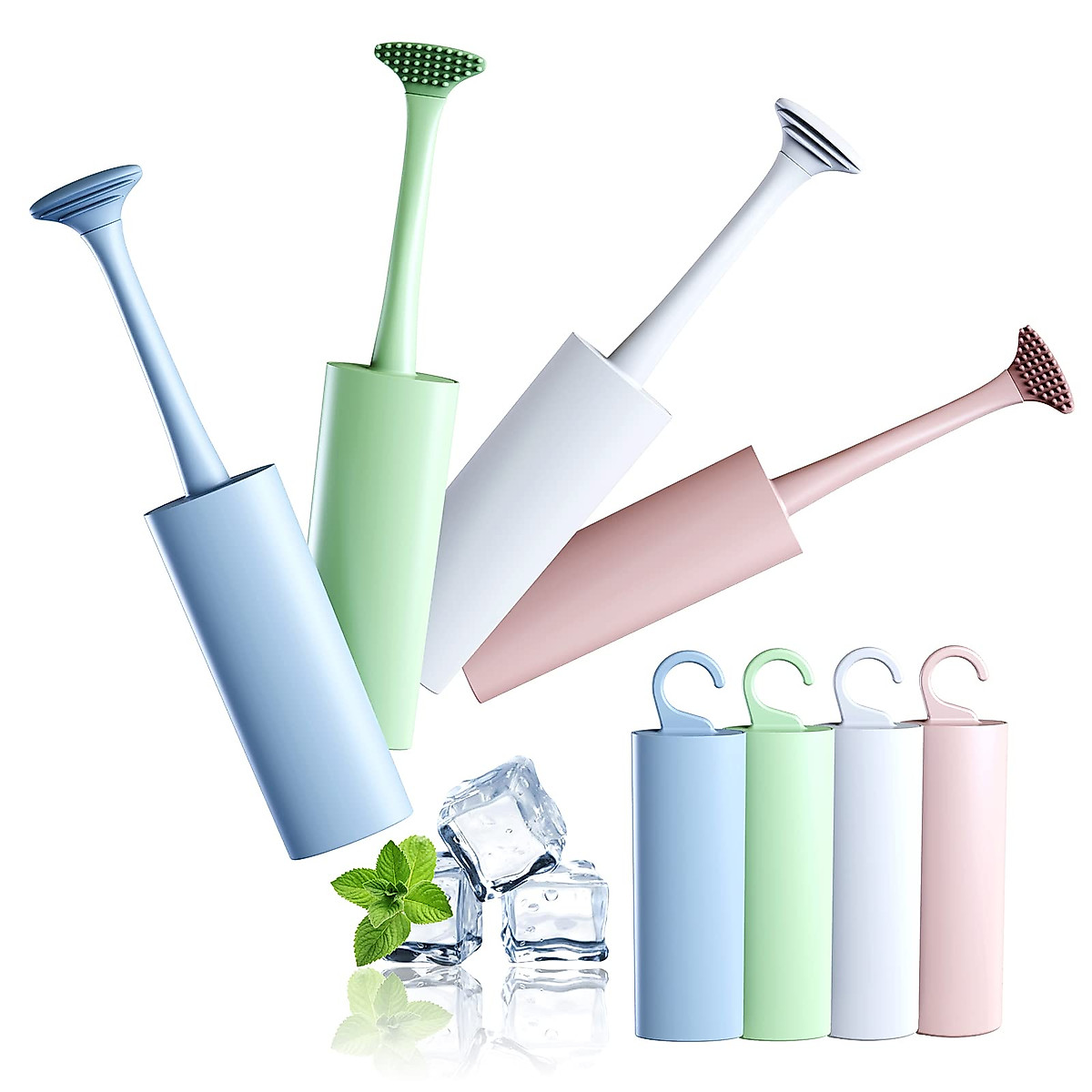 𝟒 𝐏𝐀𝐂𝐊 𝐓𝐨𝐧𝐠𝐮𝐞 𝐒𝐜𝐫𝐚𝐩𝐞𝐫 𝐂𝐥𝐞𝐚𝐧𝐞𝐫, Tongue Brush Scrapers with Travel Handy Case for Adults, Kids, Children, Healthy Oral Care, Easy to Use, Solft Help Fight Bad Breath