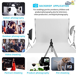 ISSUNTEX 10X20 ft Background Muslin Backdrop, Photo Studio, Collapsible High Density Screen for Video Photography and Television-White