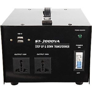 3000 Watt Voltage Converter Transformer Heavy Duty Step Up Down Transformer 110V to 220V/220V to 110V Voltage Converter with US Standard, Universal AC Outlets DC 5V USB Port